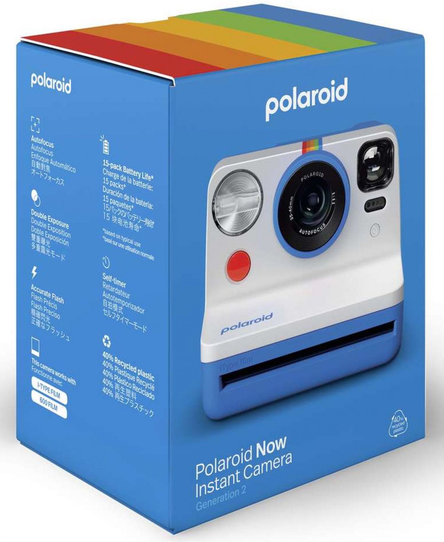 Polaroid Now camera blue + 600 Color film 40x - Foto Erhardt
