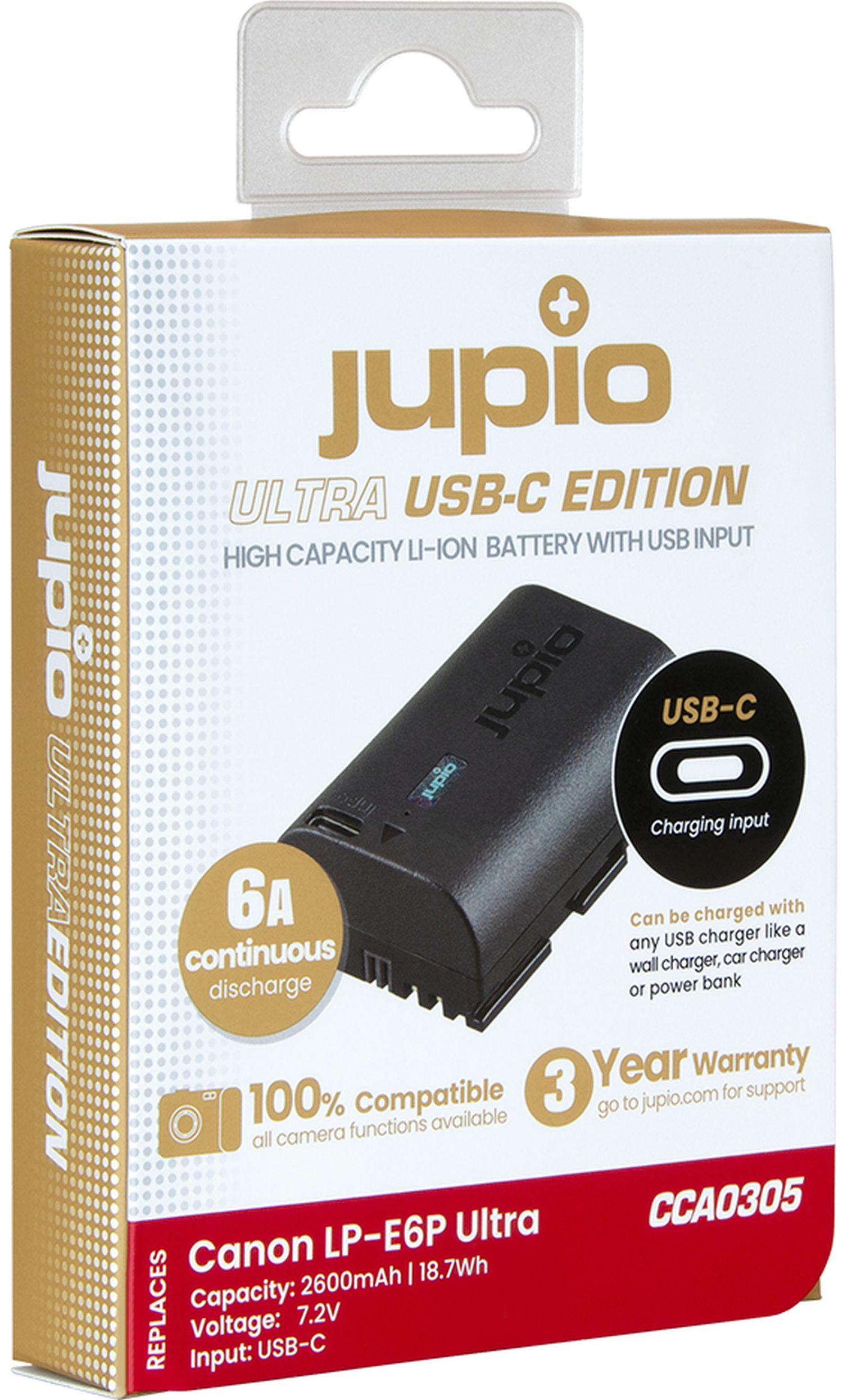 Jupio LP-E6P *ULTRA C* (USB-C input) 2600mAh - Foto Erhardt