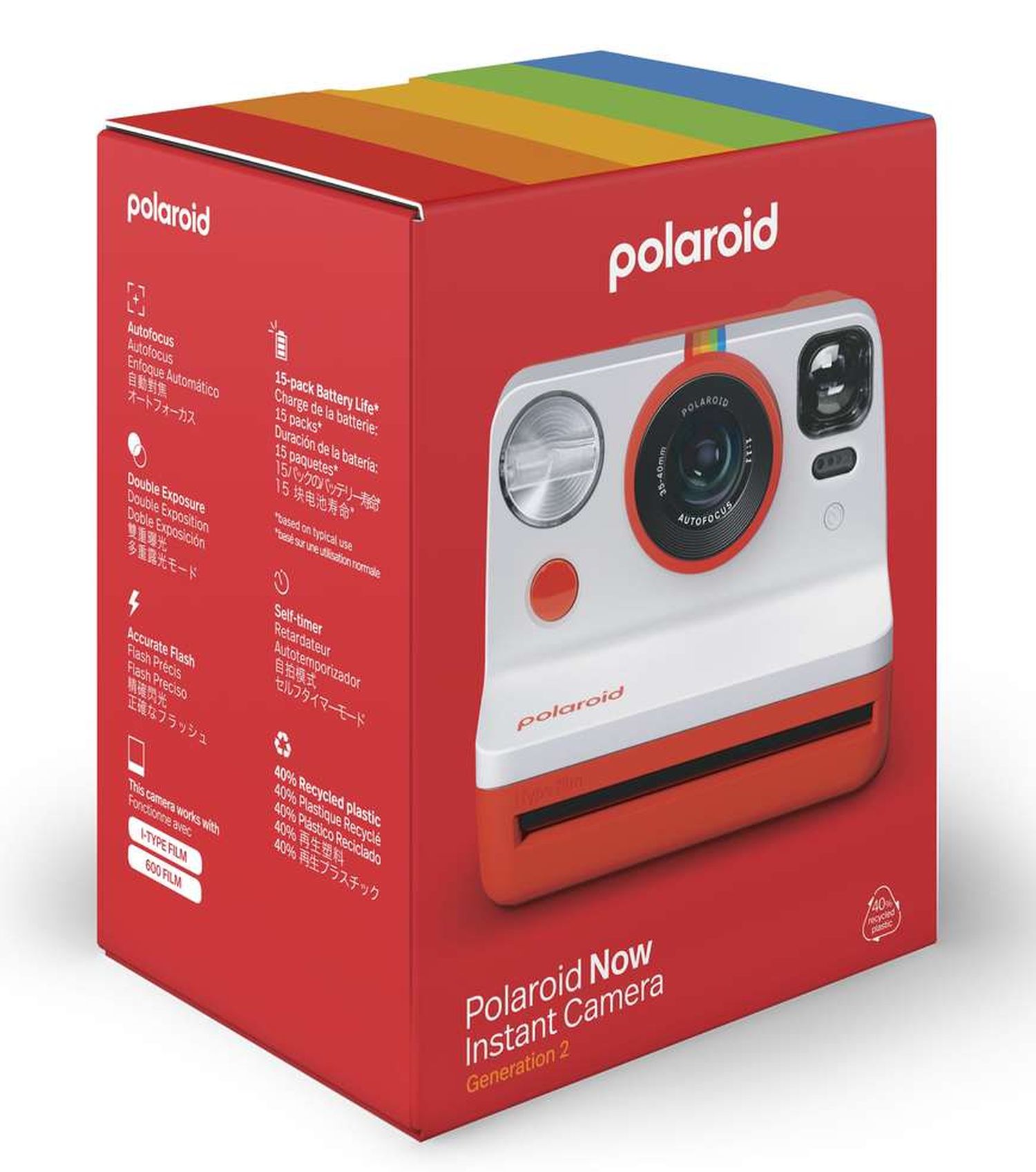 Polaroid Now camera red + 600 Color film 8x - Foto Erhardt