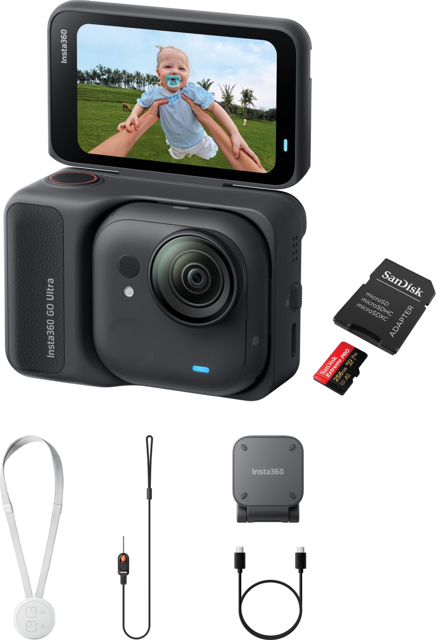 INSTA360 GO Ultra Standard Bundle (Midnight Black) + SanDisk 256GB ...