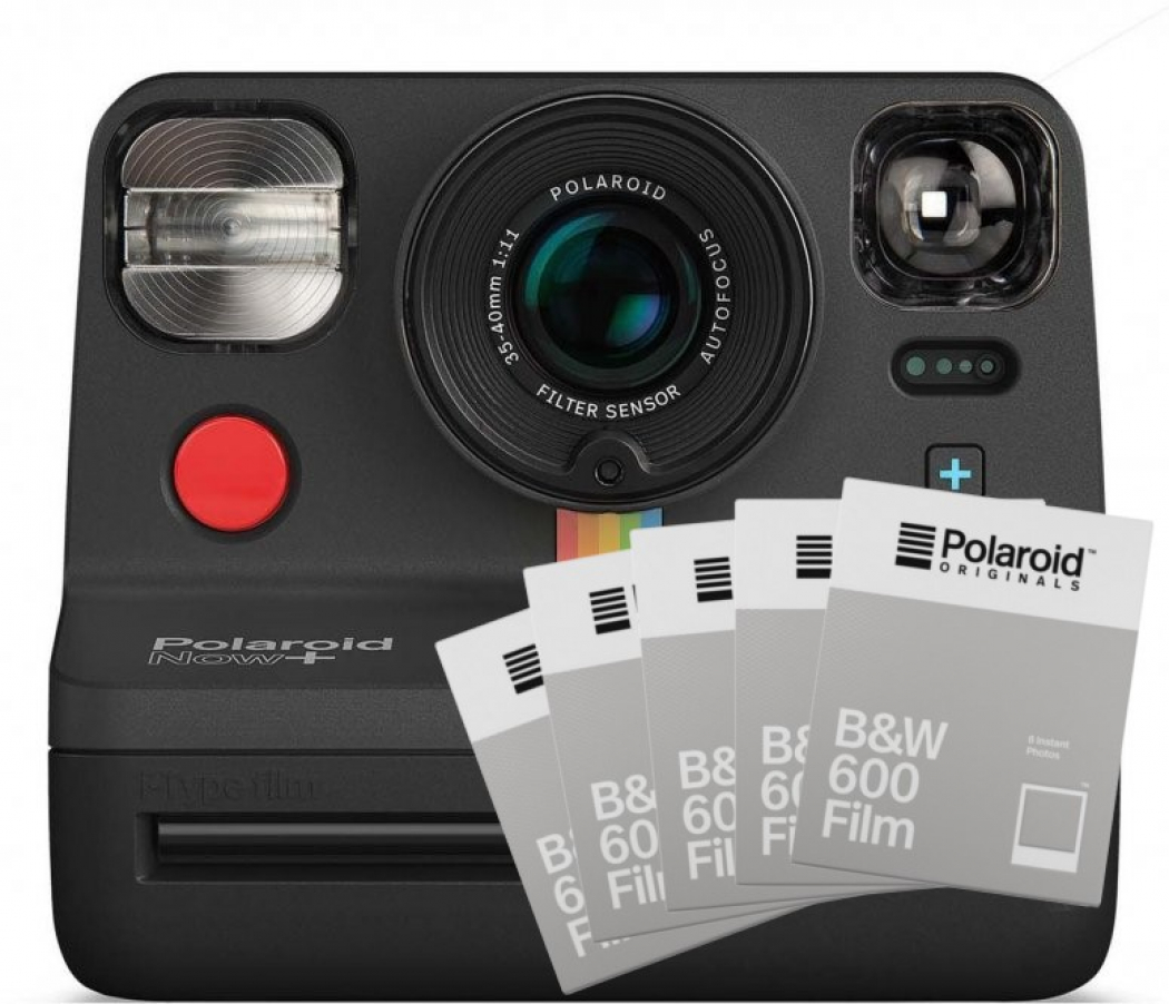 Polaroid Now+ camera black + 600 B&W film 8x 5 pack - Foto Erhardt