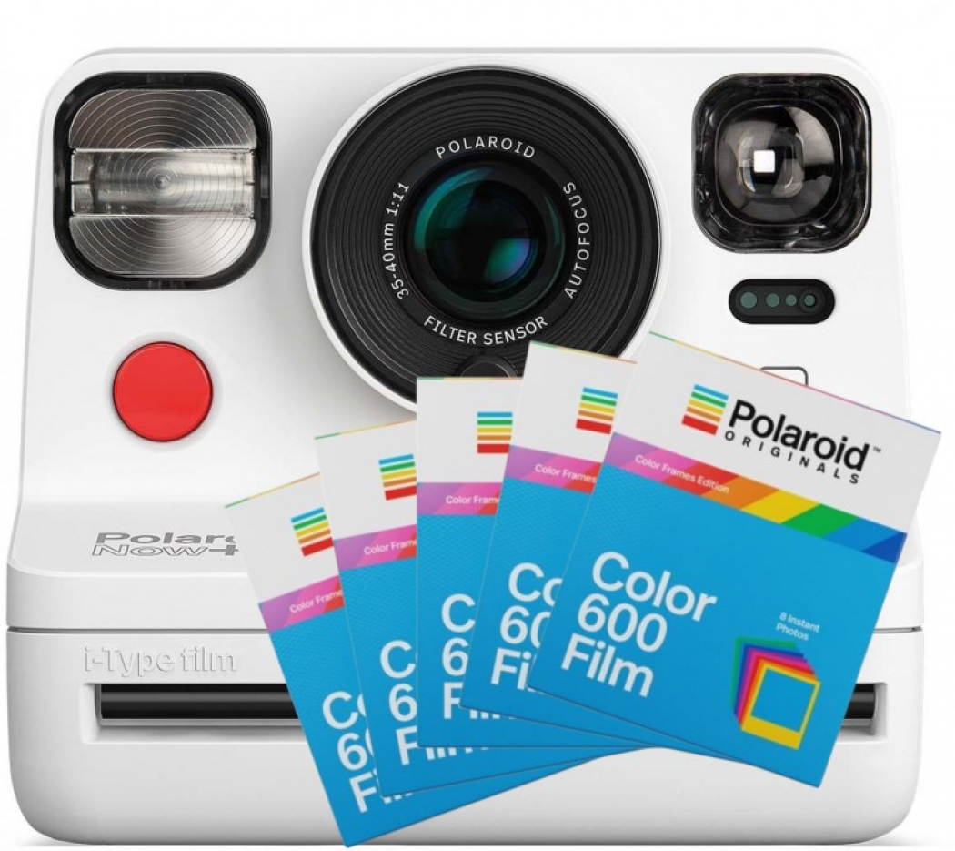 Polaroid Now+ camera white + 600 Color Frames 8x 5 pack - Foto Erhardt