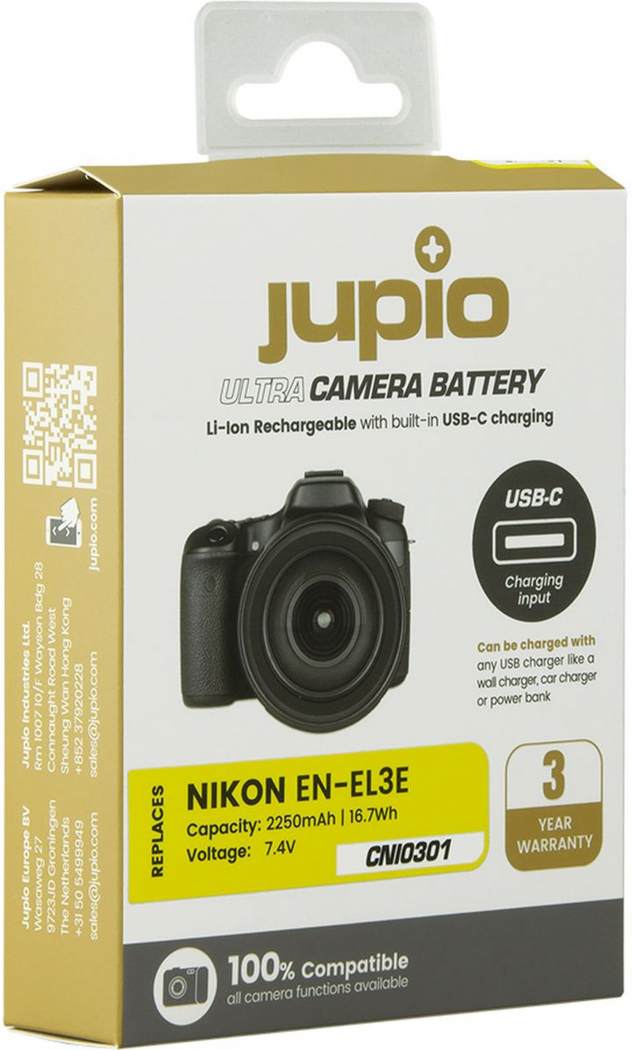 Jupio EN-EL3E *ULTRA C* USB-C input 2250mAh - Foto Erhardt