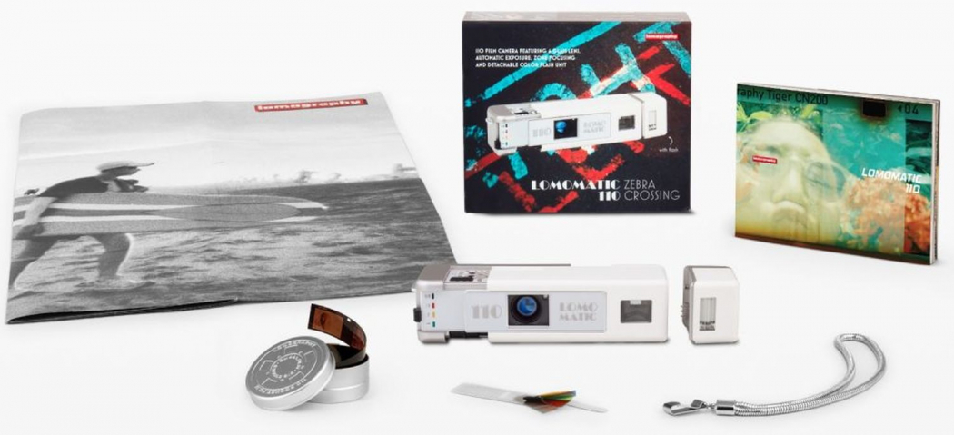 Lomography Lomomatic 110 Kamera & Blitz Zebra - Foto Erhardt