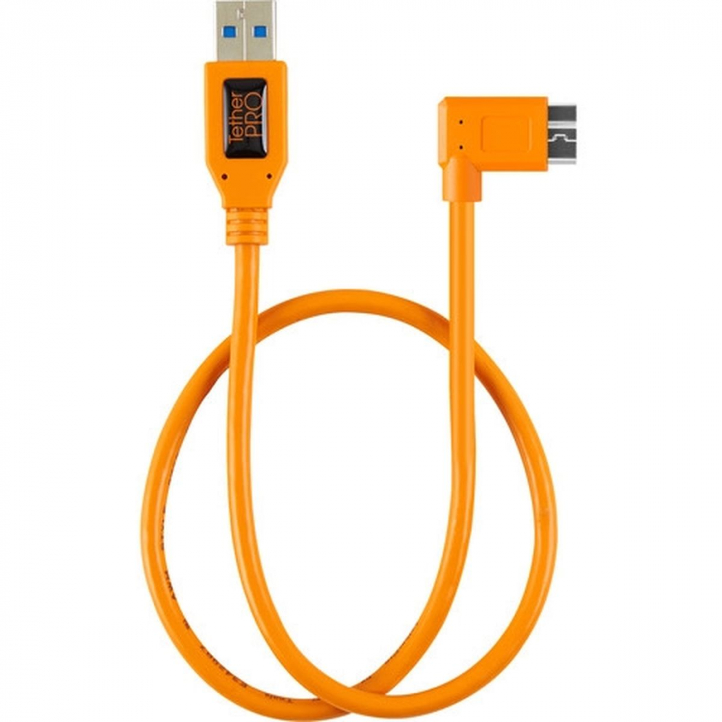 Tether Pro USB 3.0 vers Micro-B angle droit orange - Foto Erhardt
